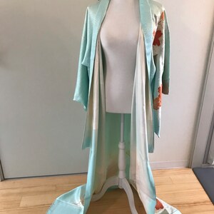 Kimono / Tsukesage / Silk Kimono / Ice Blue / Kimono Robe / Vintage ...
