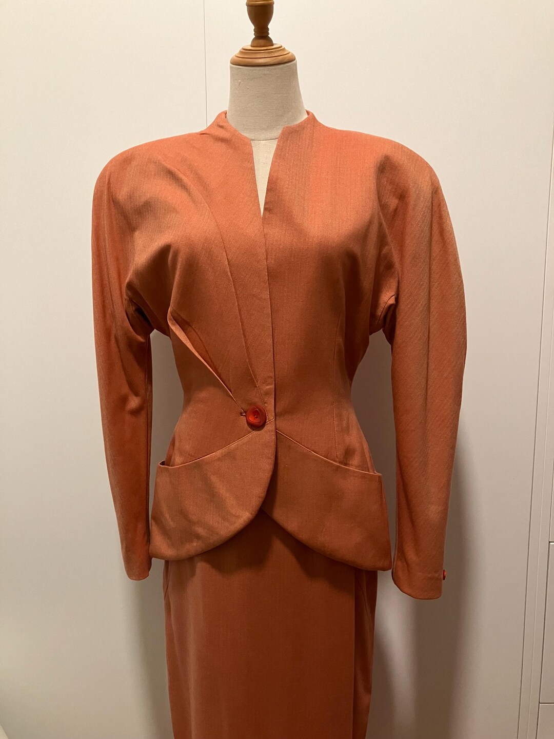 Amazing 80s Vintage Power Suit - Handmade Tailored Soft Peach Orange ...