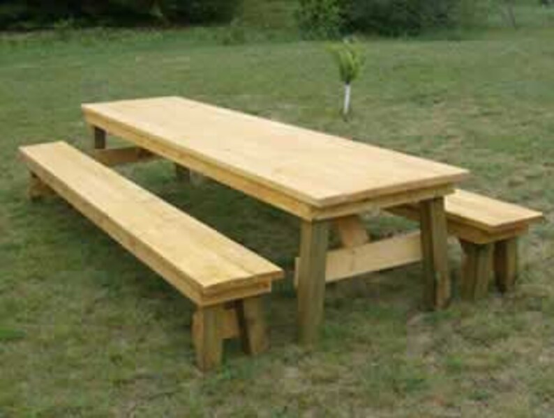 Classic Picnic Table With Separate Benches-how to Plan - Etsy