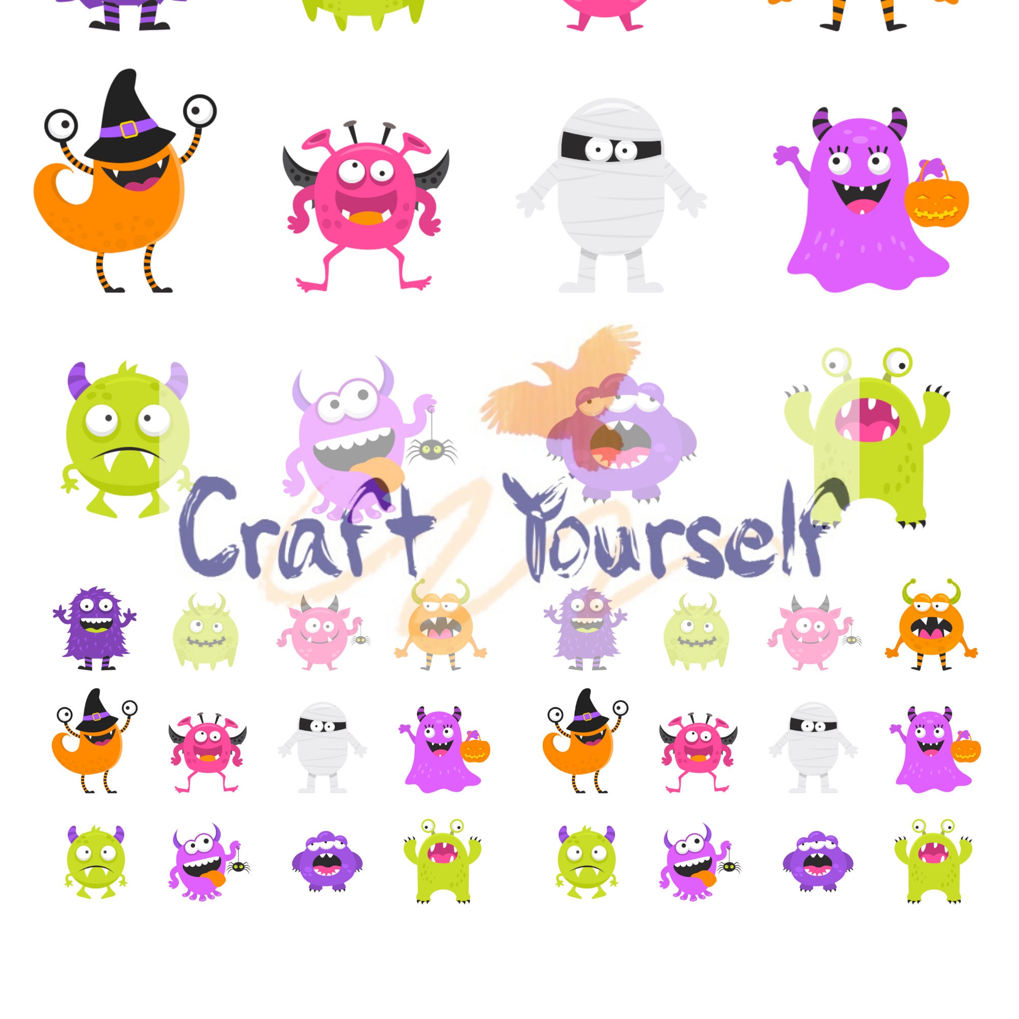 Monster Printable Stickers - Cut File - (erin Condrin - Planner ...