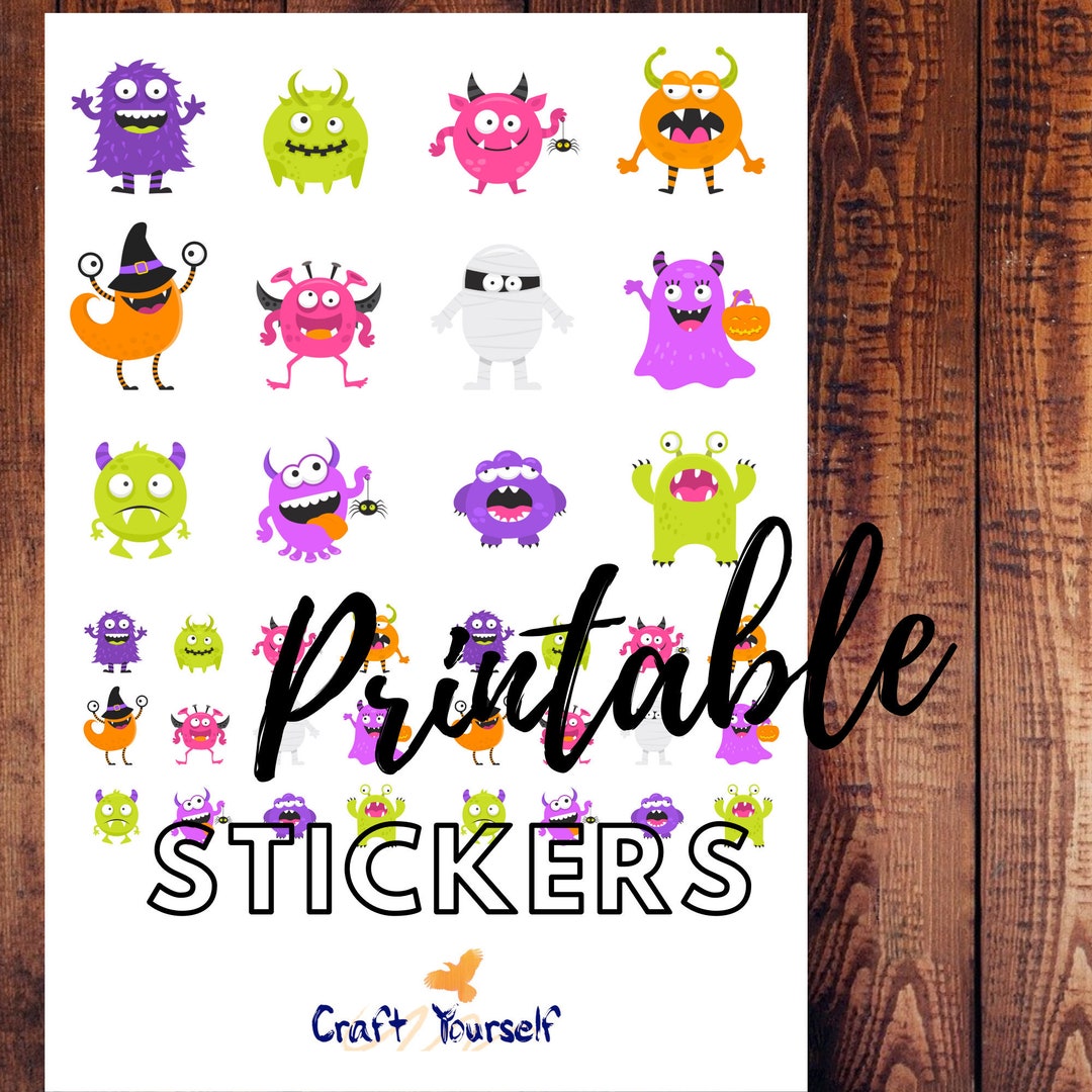 Monster Printable Stickers - Cut File - (erin Condrin - Planner ...
