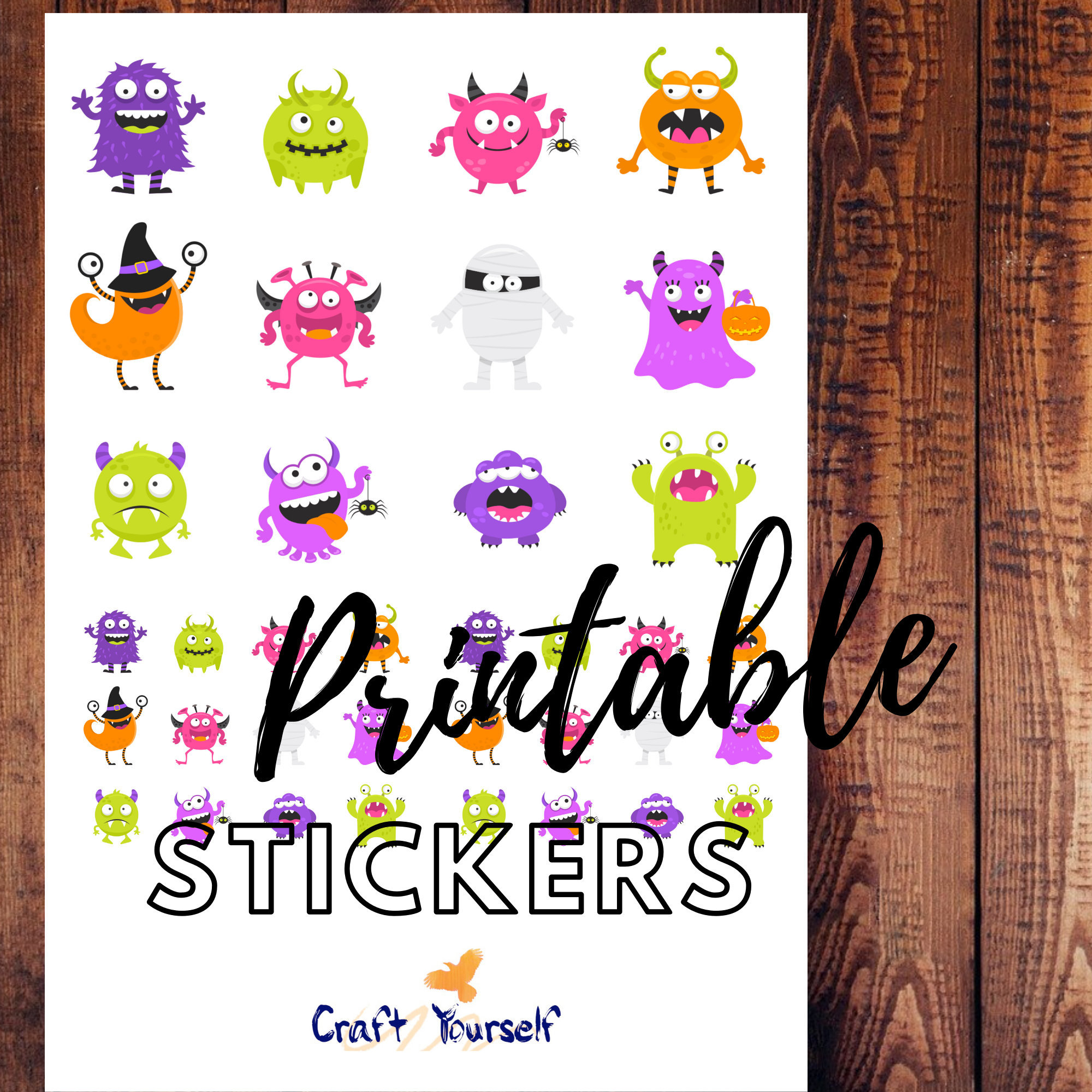 Monster Printable Stickers - Cut File - (erin Condrin - Planner ...