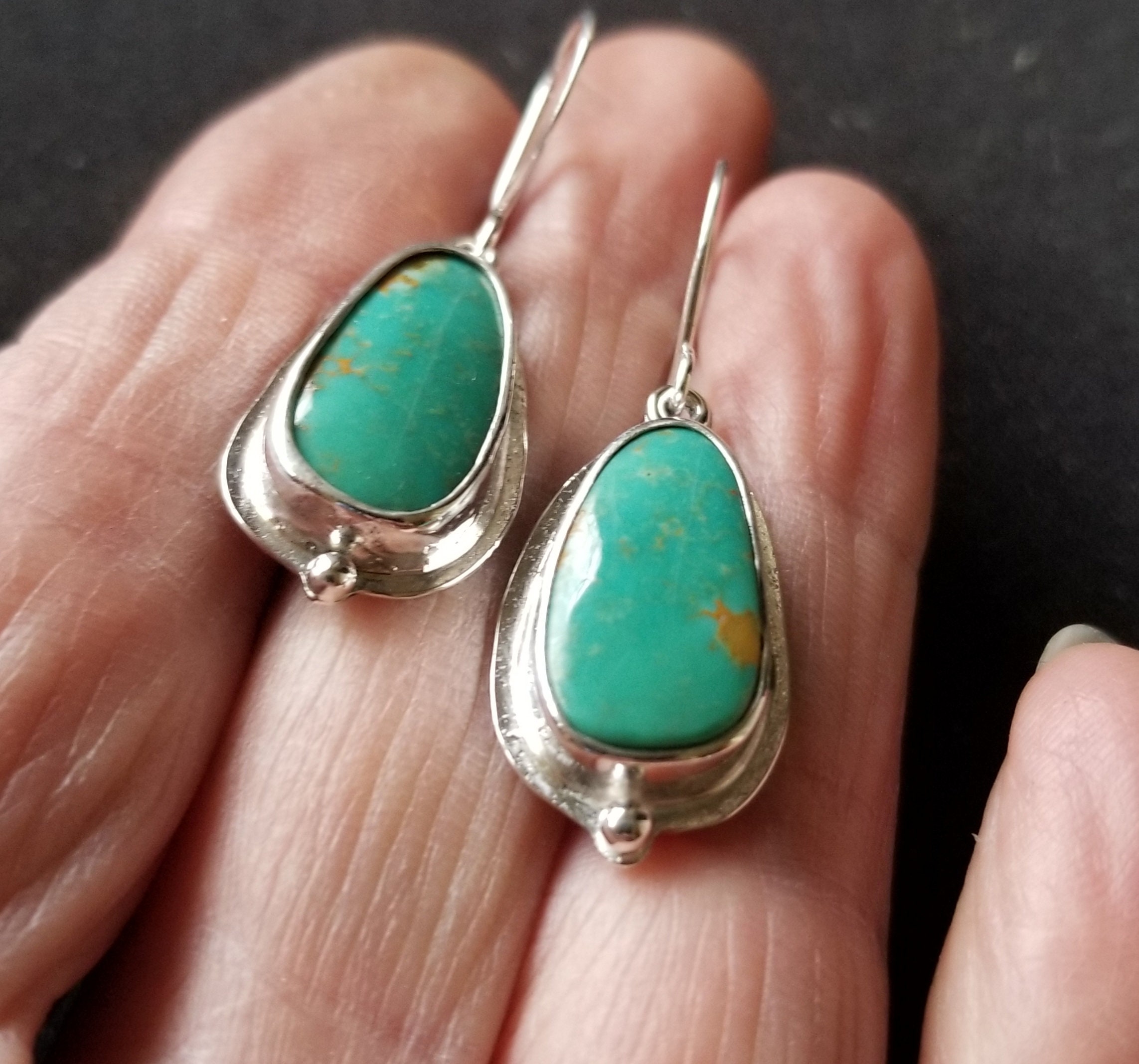 Arizona Turquoise Earrings, Sterling Silver - Etsy