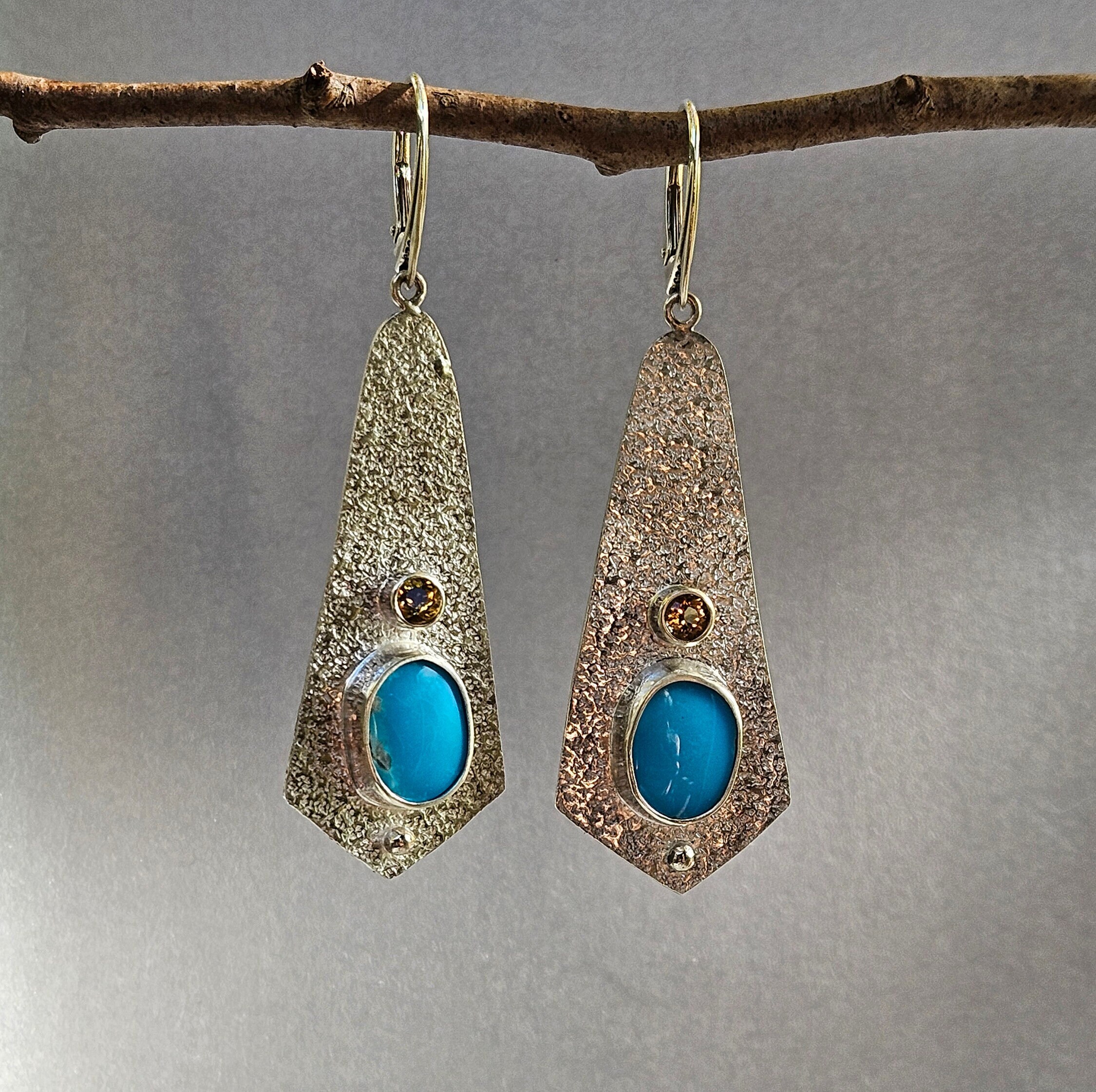 Aqua Turquoise Long Dangle Earrings, Scapolite, Sterling Silver - Etsy