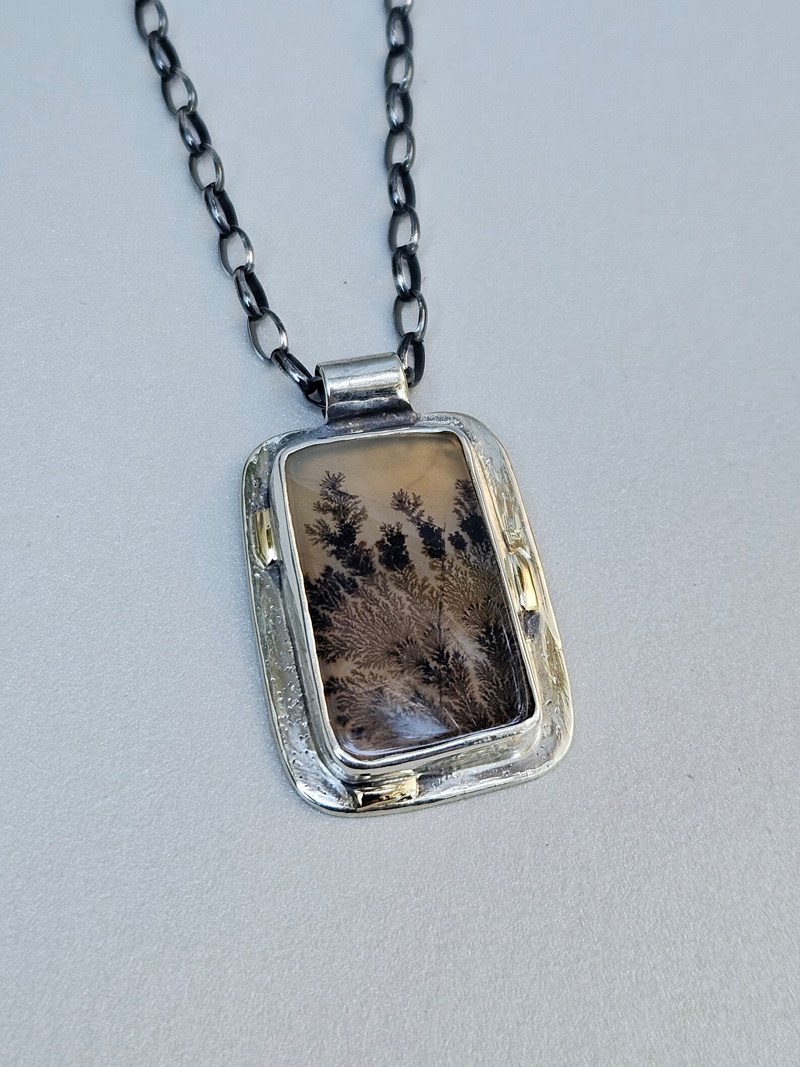 Dendritic Landscape Pendant Sterling Silver 18K Gold - Etsy