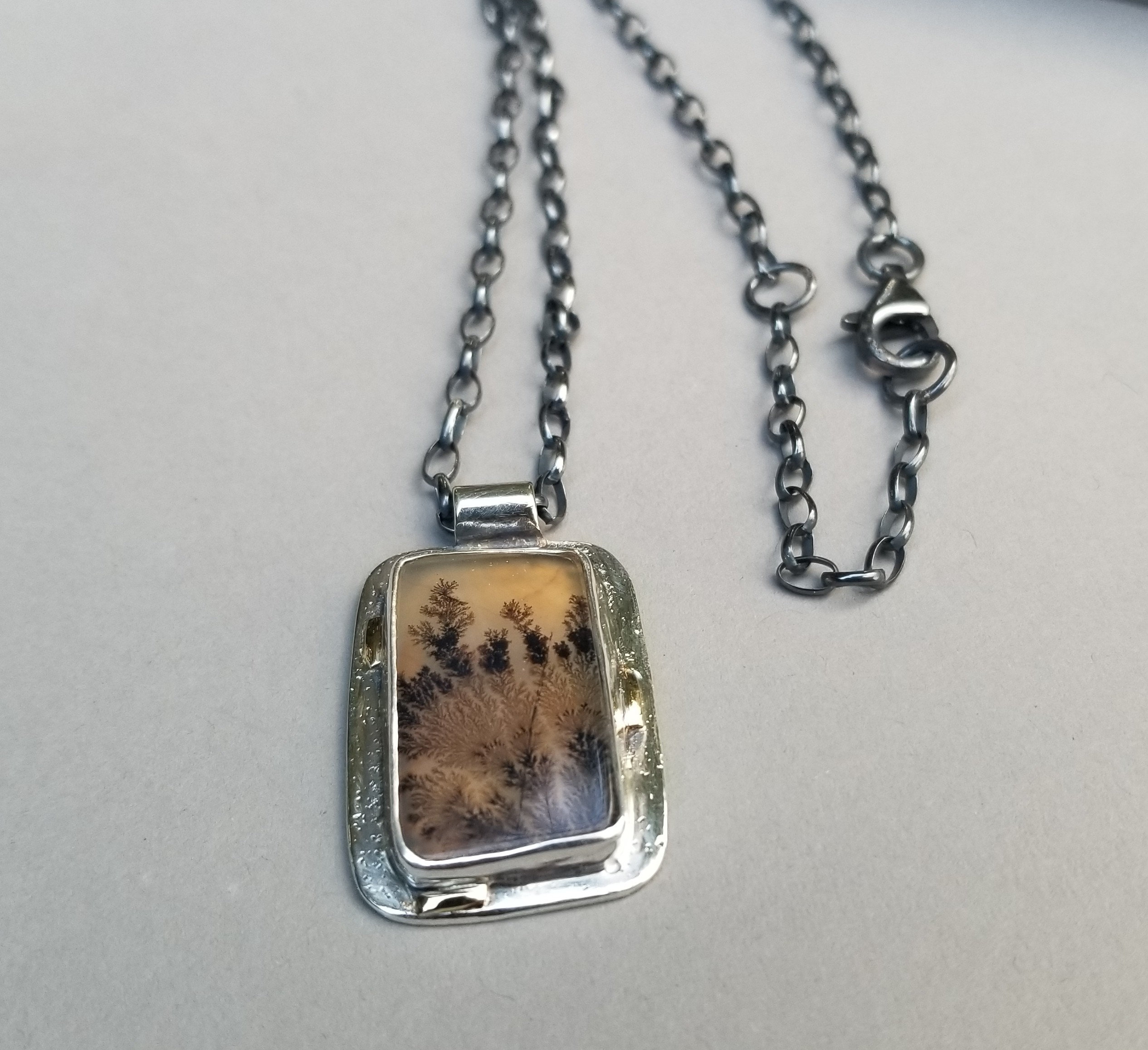 Dendritic Landscape Pendant Sterling Silver 18K Gold - Etsy