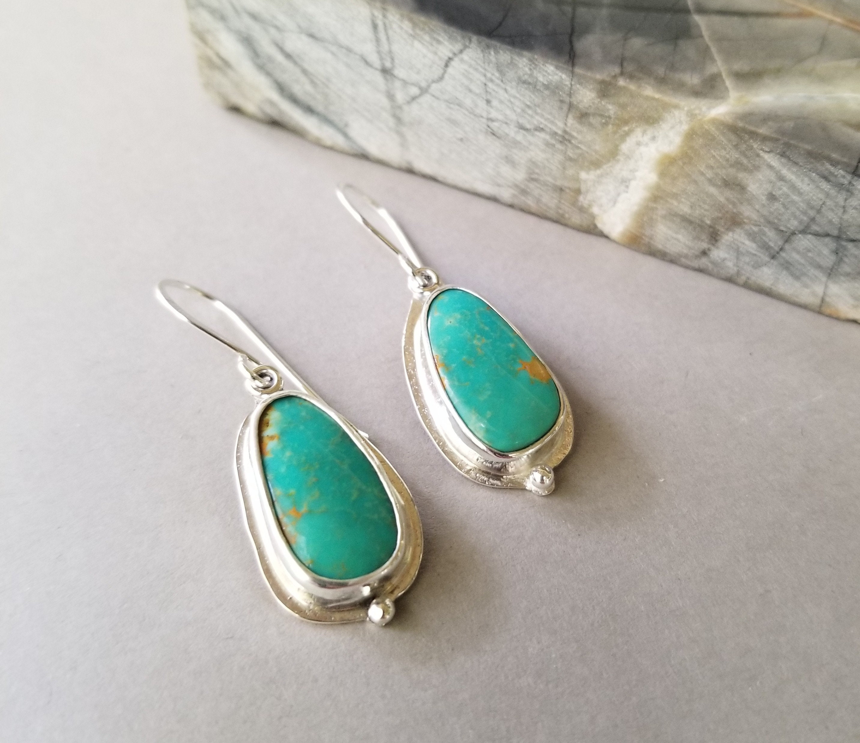 Arizona Turquoise Earrings, Sterling Silver - Etsy