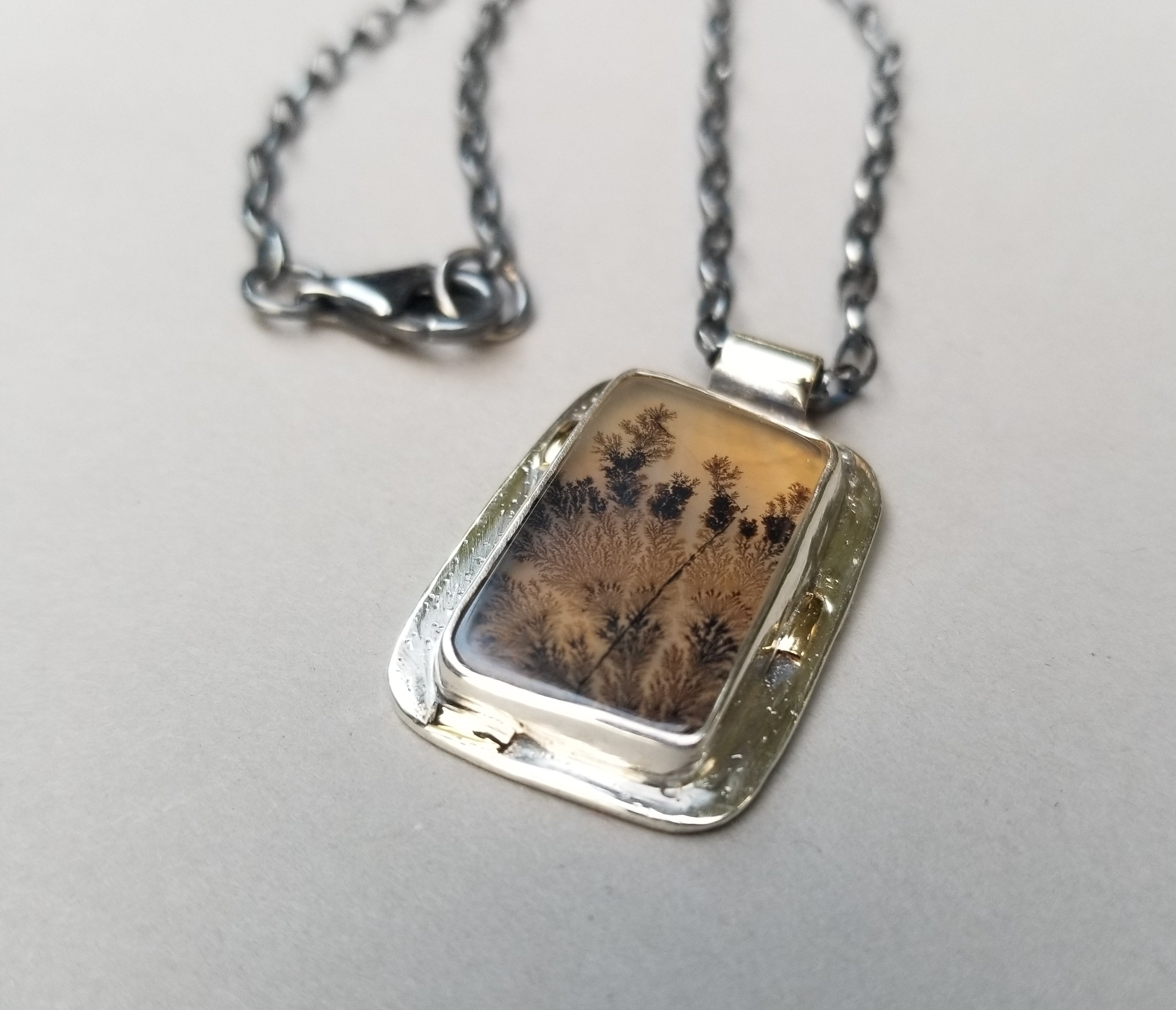 Dendritic Landscape Pendant Sterling Silver 18K Gold - Etsy