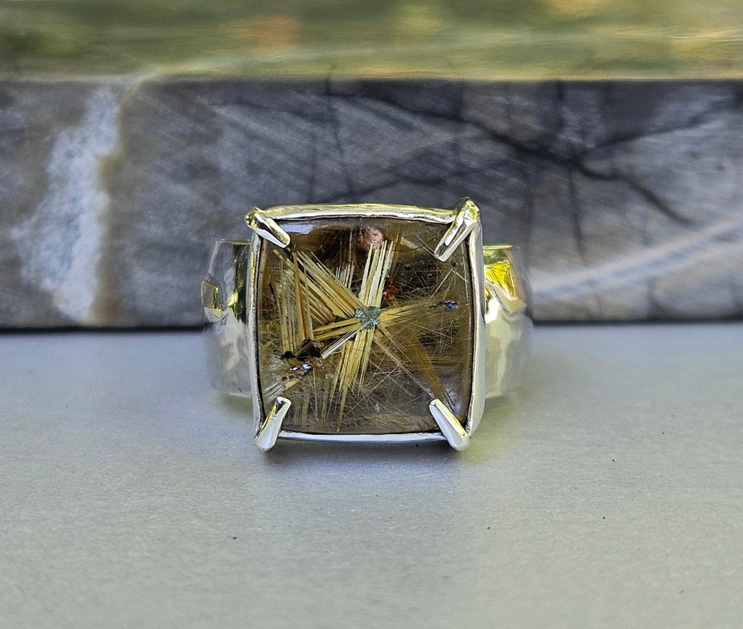 Brazilian Star Quartz, Sterling Silver, 18K Gold, Rutile Golden Needles ...