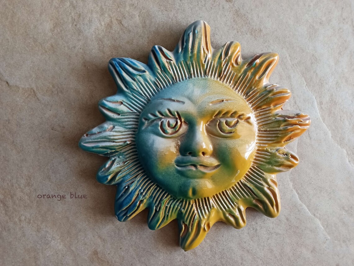 Sun With Face Ceramic Figure Wall Decor Sardinia Ceramics - Etsy