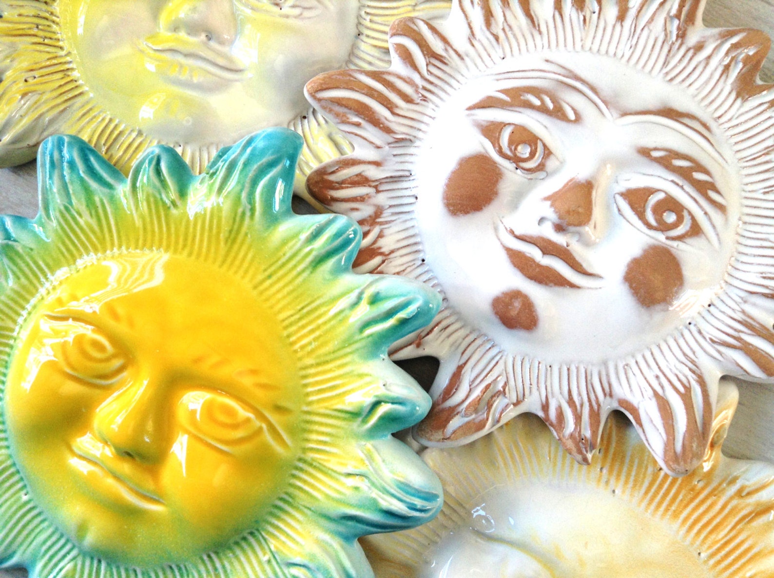 Sun With Face Ceramic Figure Wall Decor Sardinia Ceramics - Etsy