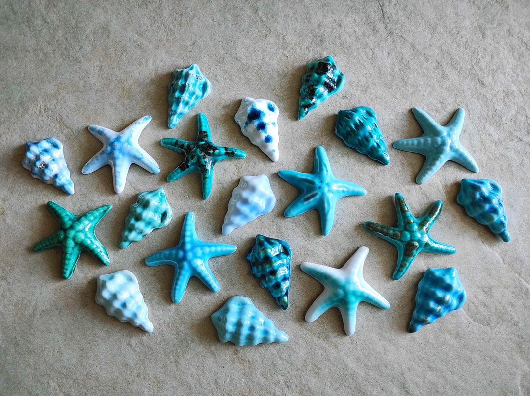 5 Ceramic Sea Magnets Shell Starfish Colorful Marine Mosaic - Etsy