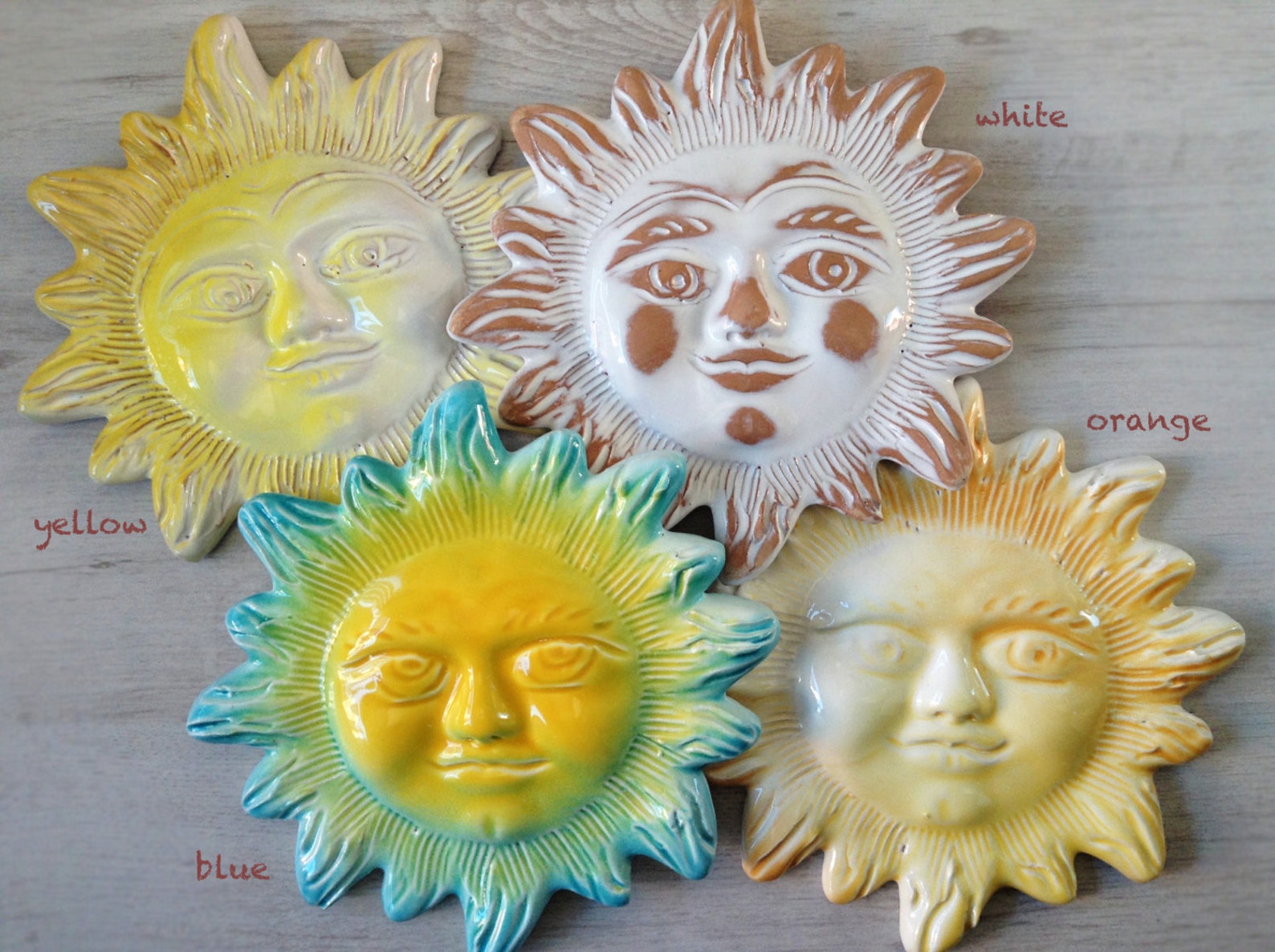 Sun With Face Ceramic Figure Wall Decor Sardinia Ceramics - Etsy