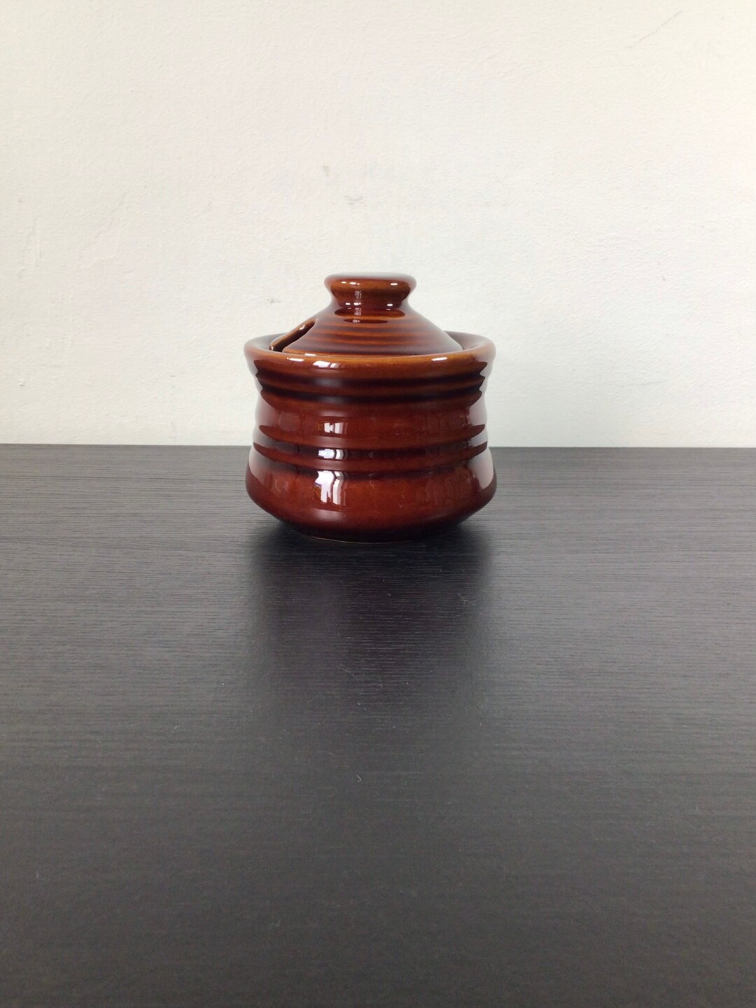 Vintage Denmead Pottery Brown Honey Pot With Lid - Made in England - Etsy