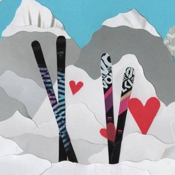 Ski Valentine Card - Etsy