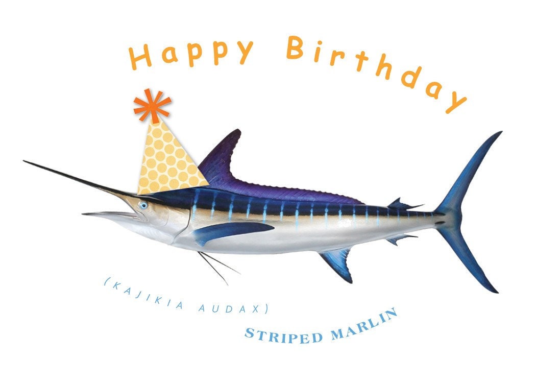 Happy Birthday Striped Marlin - Etsy
