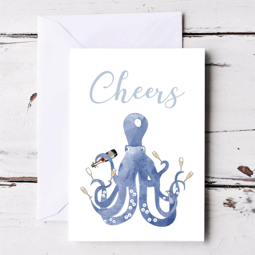Cheers! – Whimsical Octopus Celebration Card - Etsy