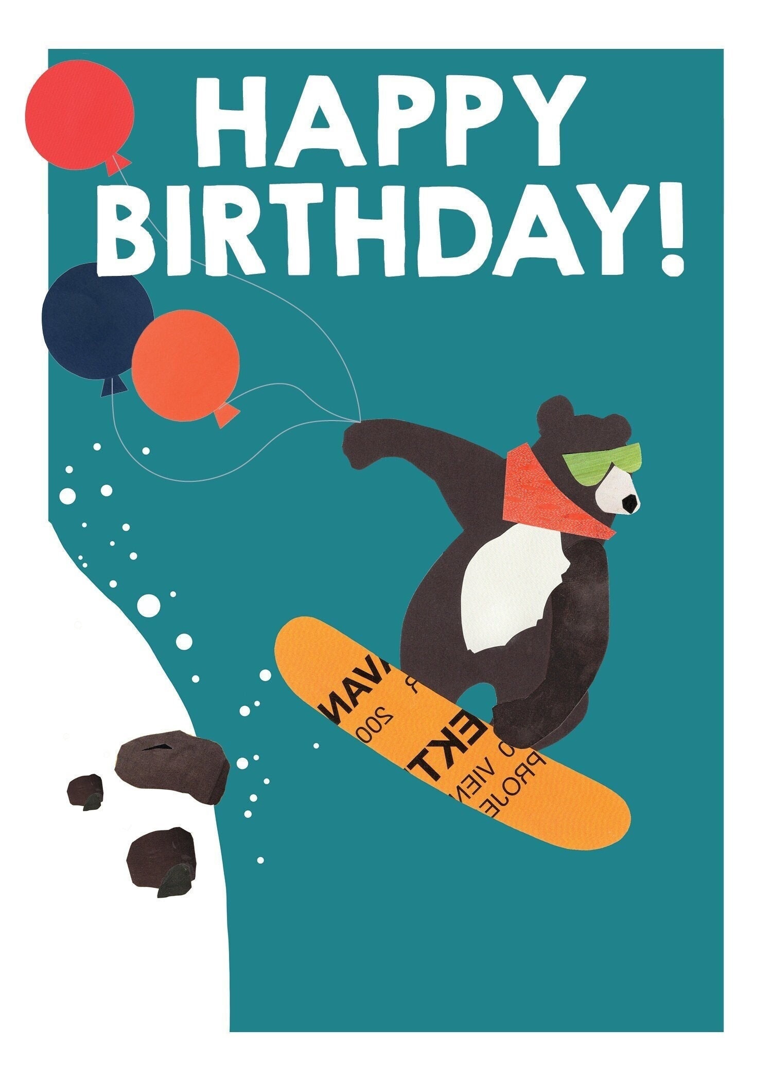 Bear Snowboard Birthday – Winter Birthday Greeting Card - Etsy