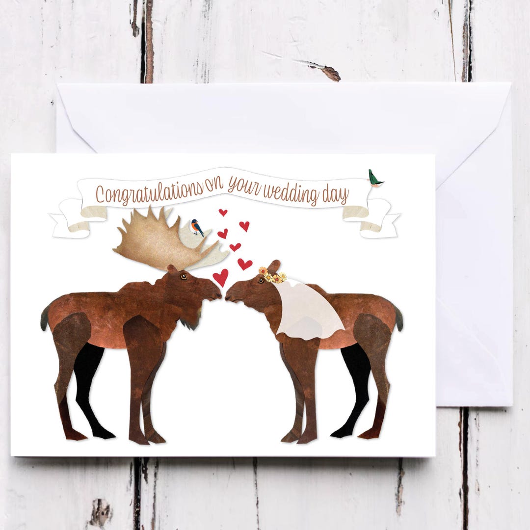 Moose Wedding – A Wildly Romantic Wedding Card - Etsy