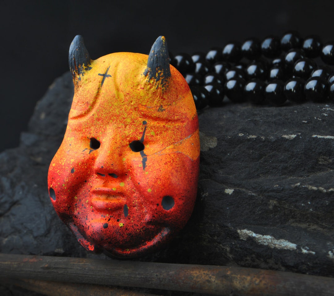 Hannya Mask Pendant Japanese Hannya Mask Jewelry Kabuki Mask Necklace ...