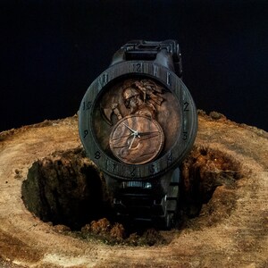 Lonely Warrior Wooden Watch | Personalized Bog Oak Timepiece | Dark ...