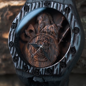 Warrior Viking Wooden Watch - Limited Edition Personalized Gift for Men ...