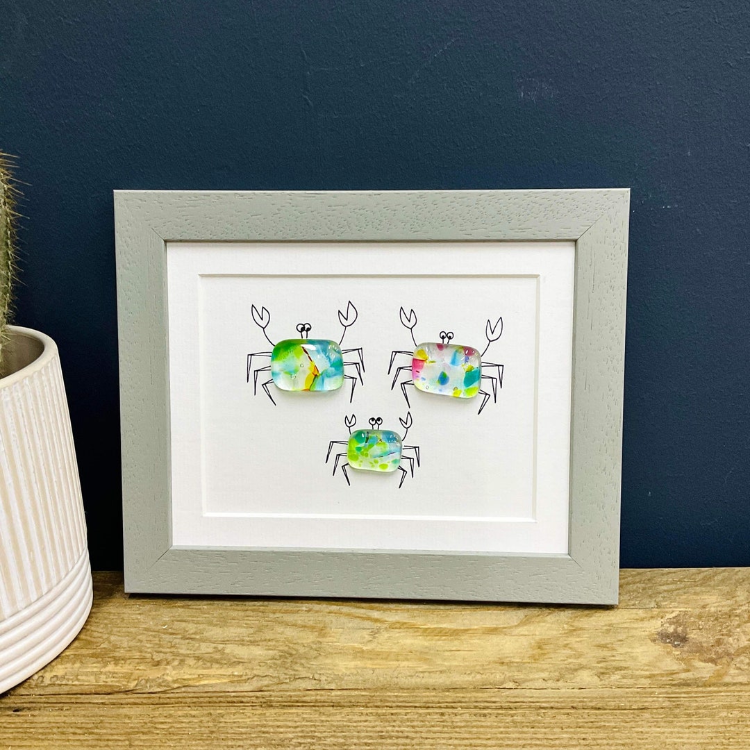Framed Fused Glass 'nippers' Crabs by Niko Brown - Made in Cornwall - Etsy