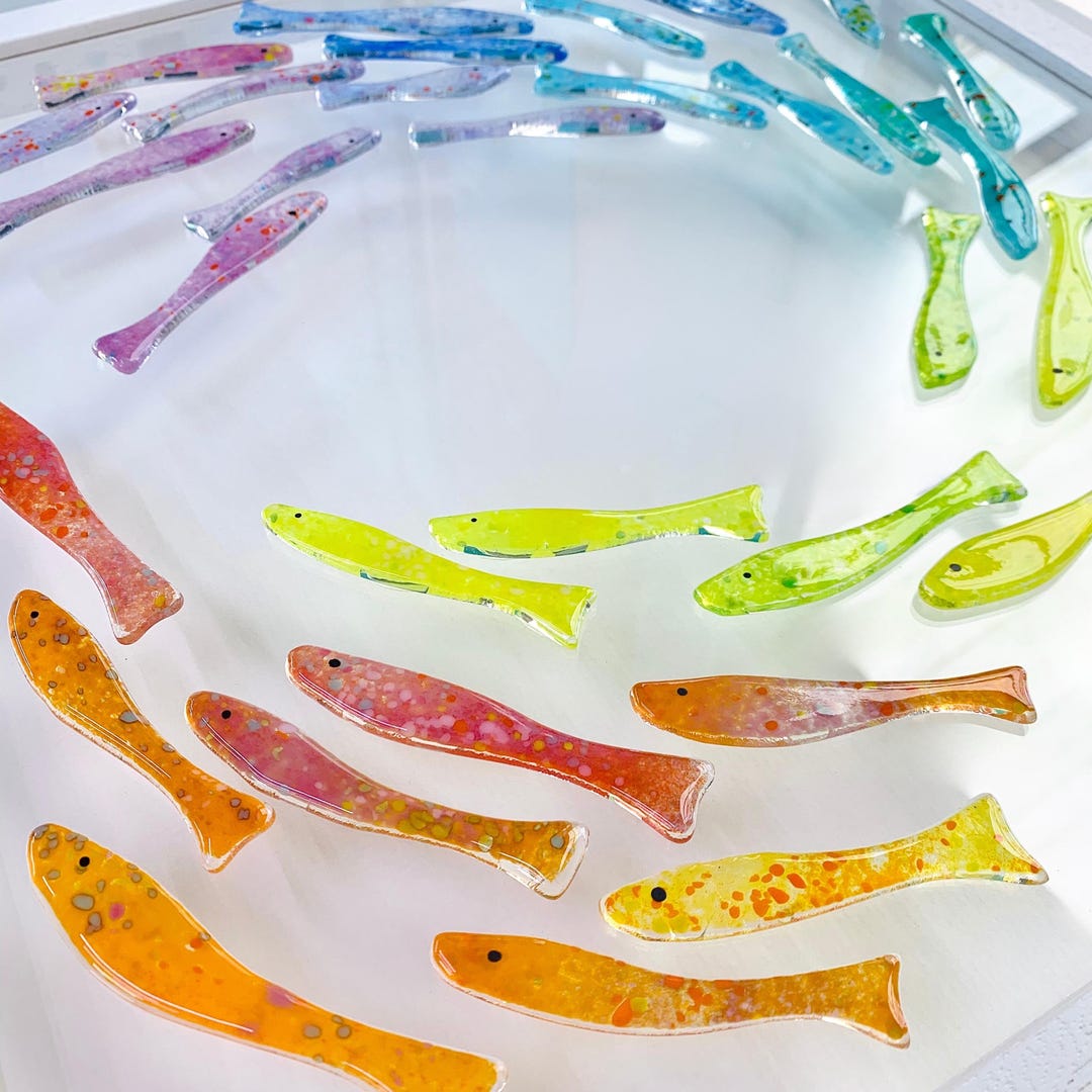 Glass Fish Wall Art - Choreography of Chance Framed Fused Glass Fish ...