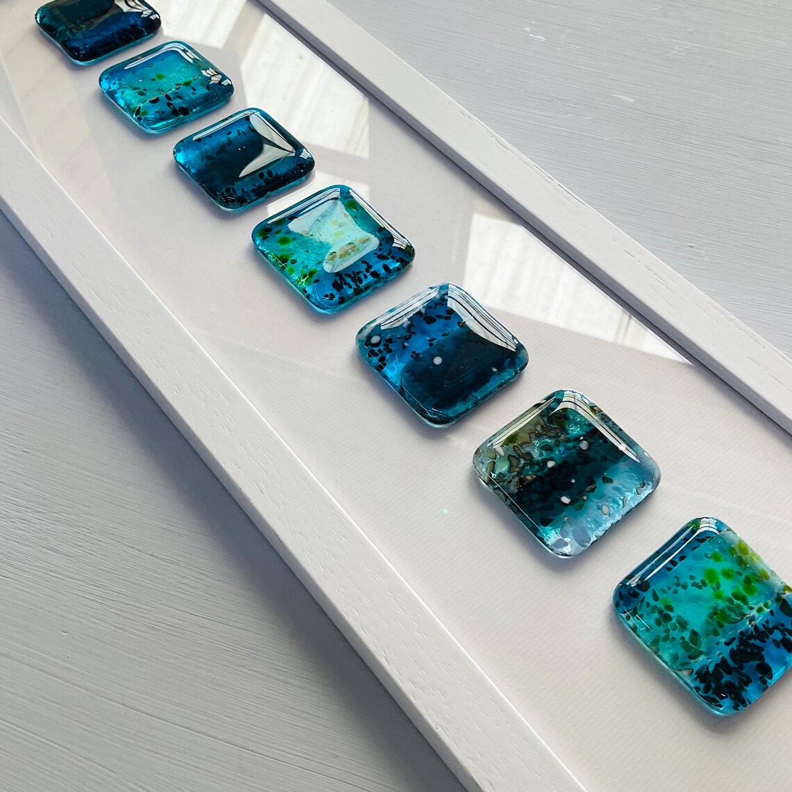 Glass Ocean Wall Art - Framed Fused Rockpool Glass Handmade in Cornwall ...