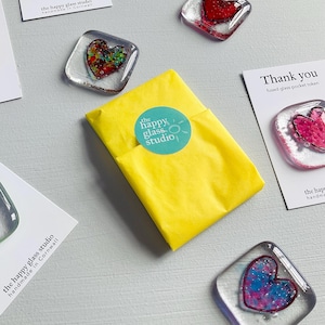 Glass Pocket Token With Message - Fused Glass Heart Token Handmade in ...