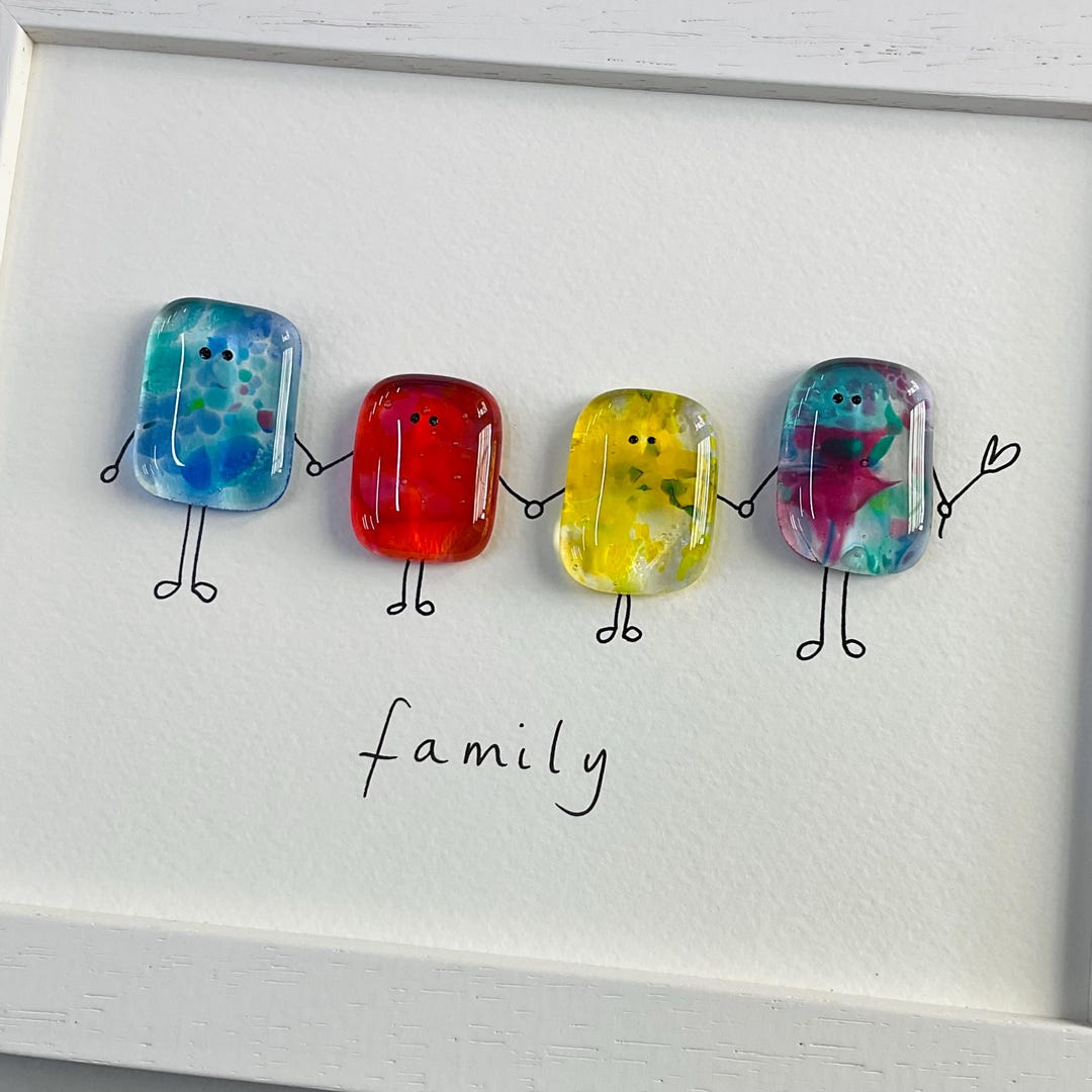 Glass Pebble Wall Art - Framed Fused Glass Pebble People Picture ...