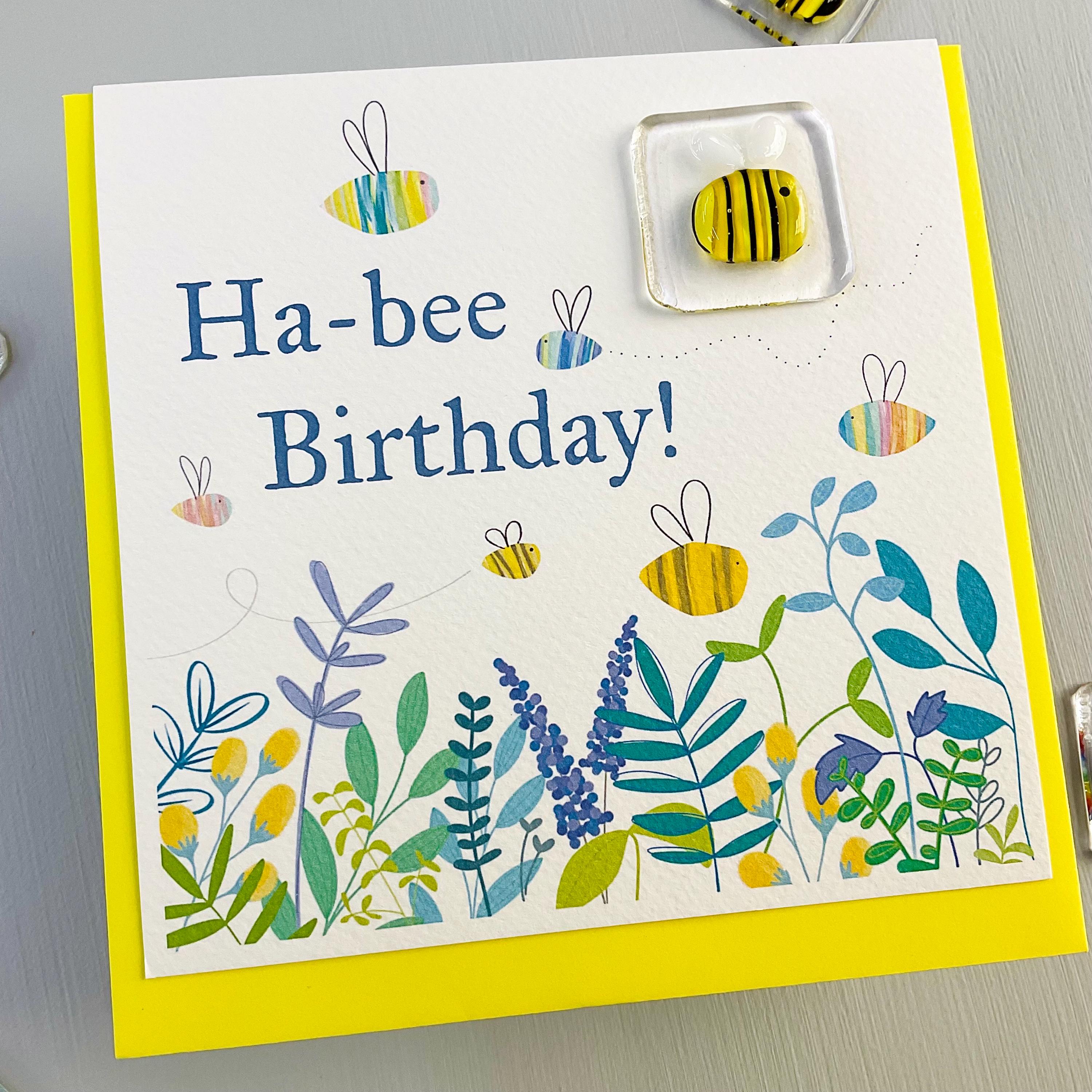 Fused Glass Bumble Bee Gift, Token. Ha-bee Birthday Card. Made in ...