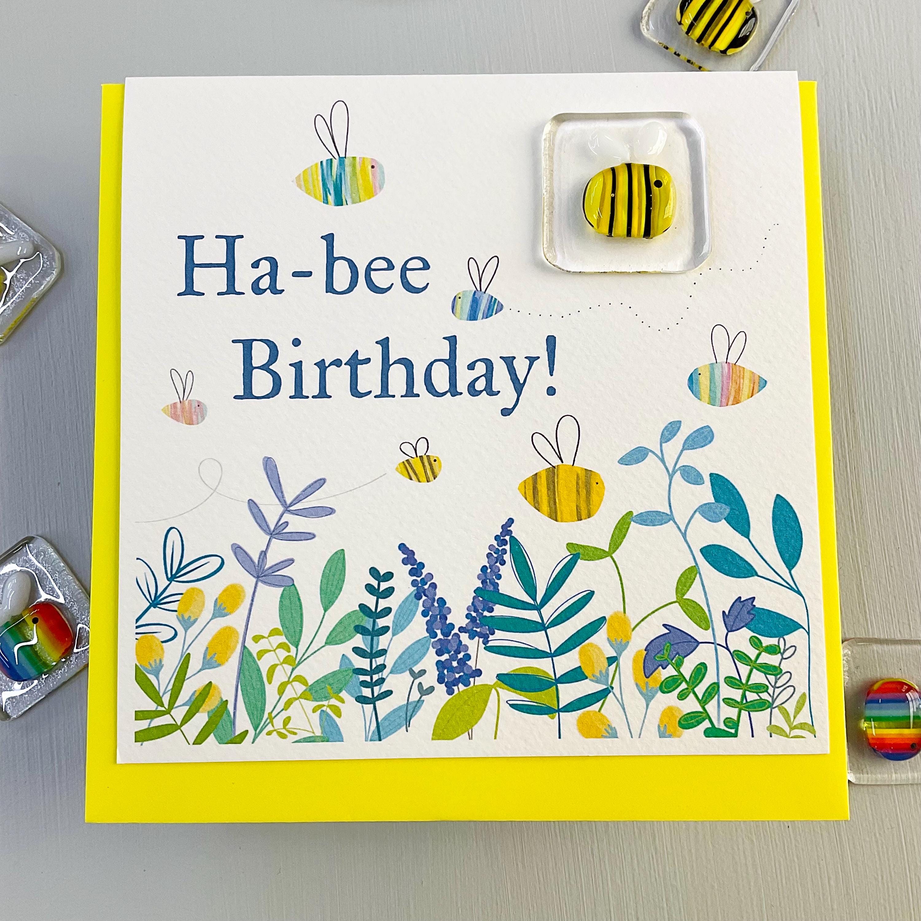 Fused Glass Bumble Bee Gift, Token. Ha-bee Birthday Card. Made in ...