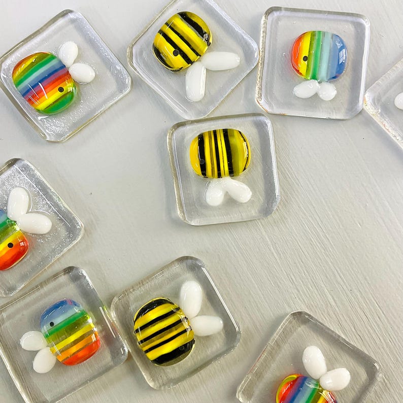 Fused Glass Bumble Bee Gift, Token. Ha-bee Birthday Card. Made in ...