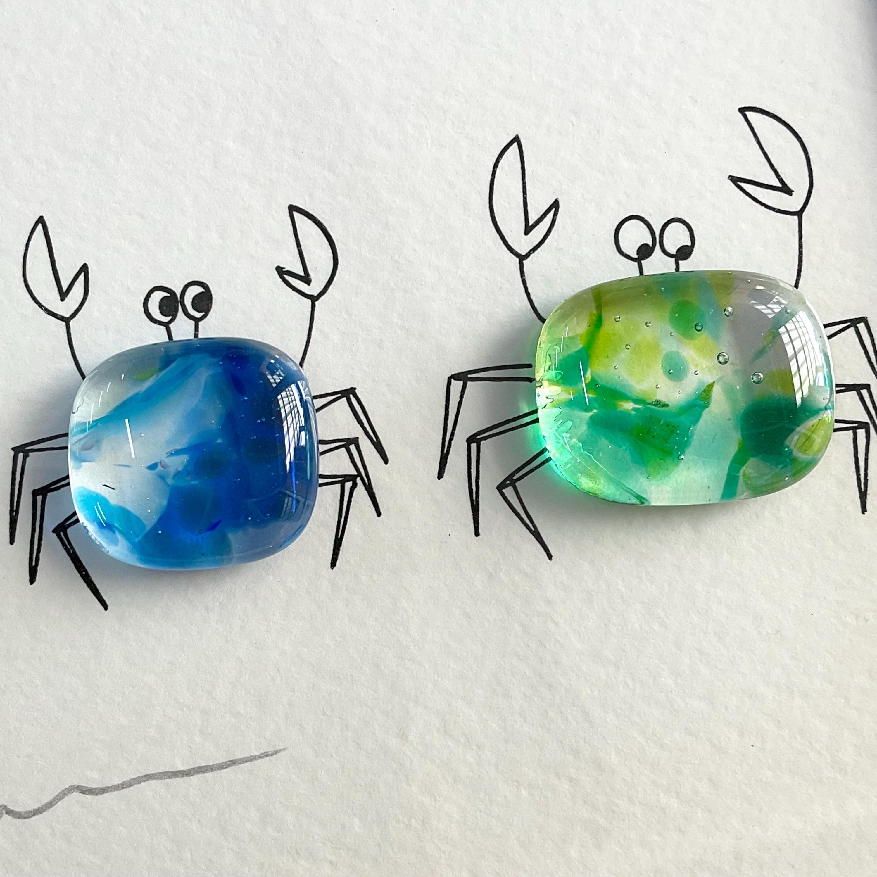 Glass Crab Wall Art - Framed Fused Glass Pebble Picture Handmade in ...