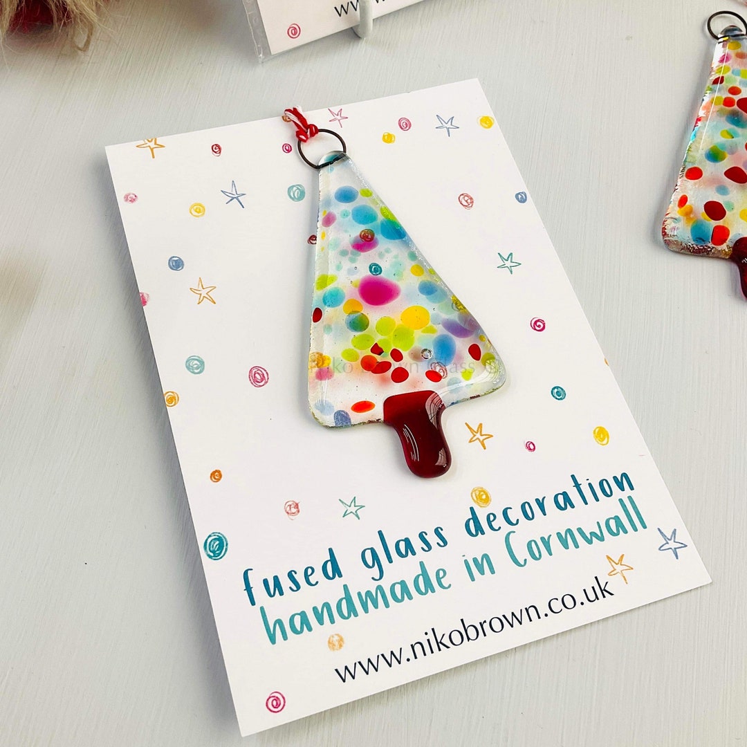 Glass Christmas Tree Decoration - Fused Glass Rainbow Tree Decoration ...