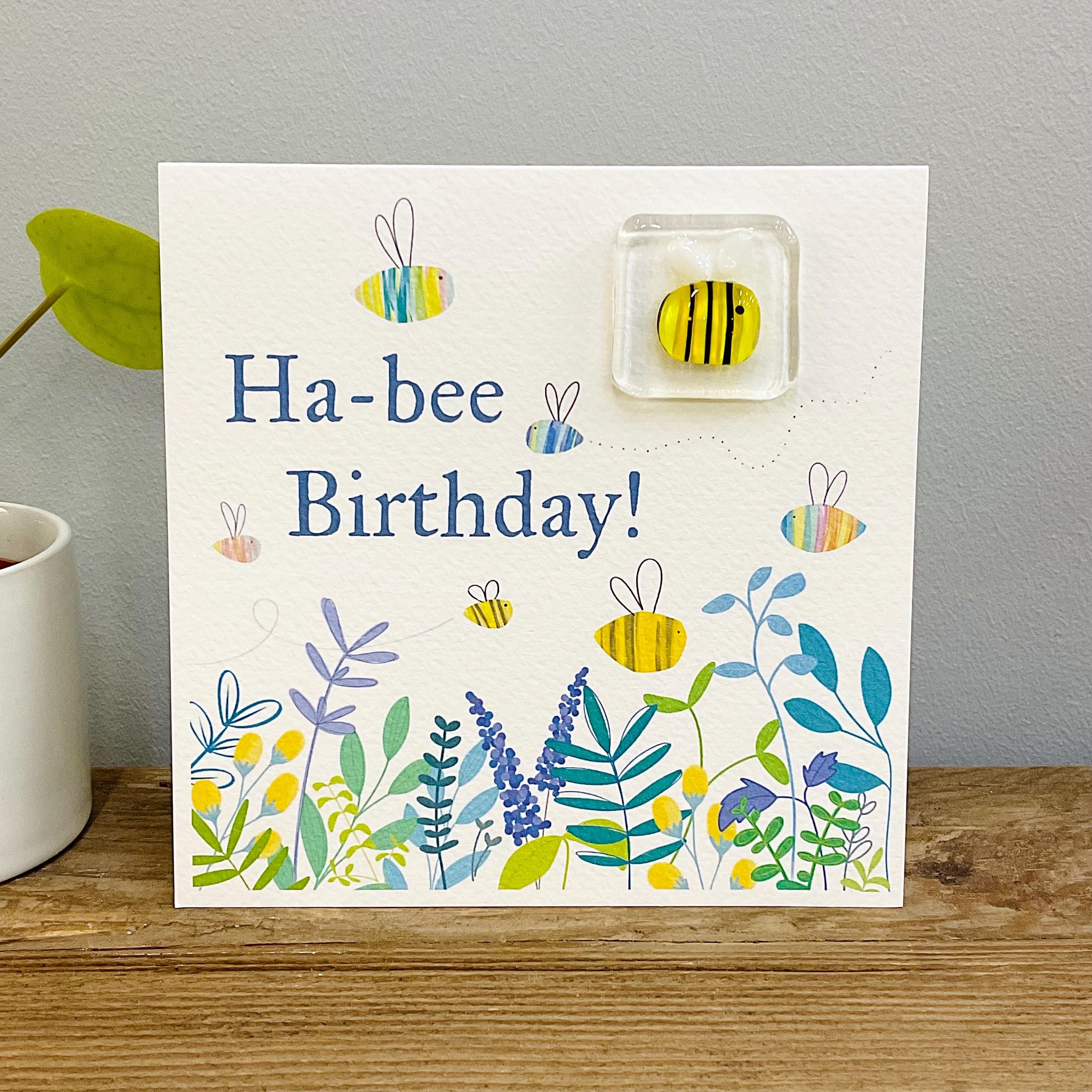 Fused Glass Bumble Bee Gift, Token. Ha-bee Birthday Card. Made in ...