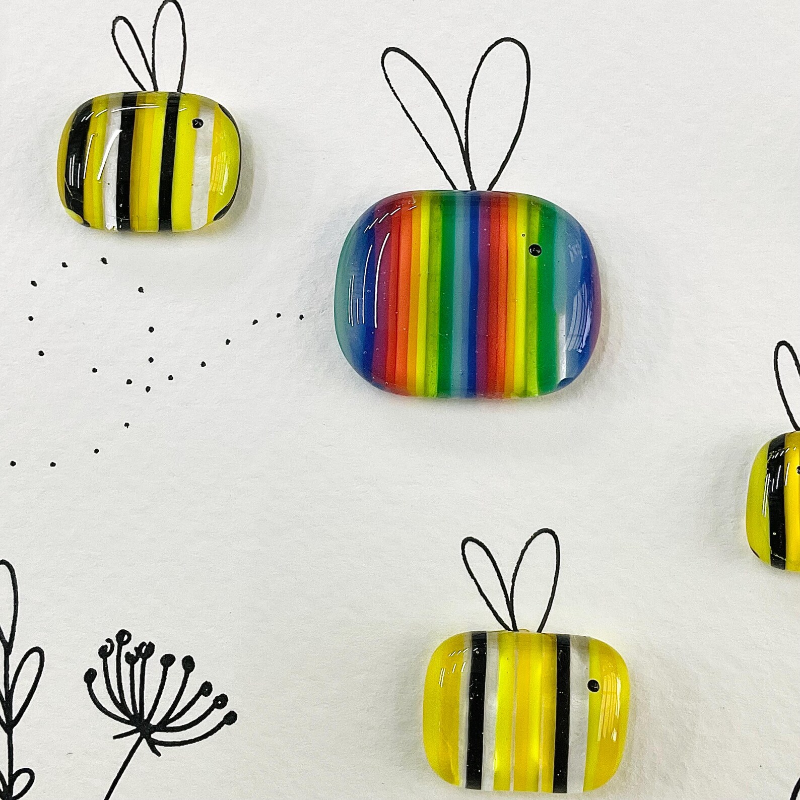Glass Bee Wall Art - Framed Fused Glass Be Yourself Pebble Picture ...