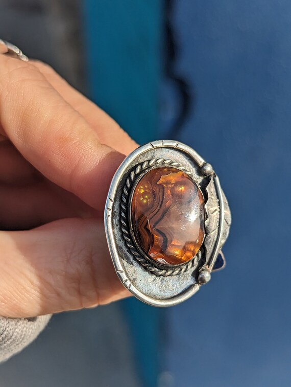 Vintage Sterling Silver Fire Agate Ring - Gem