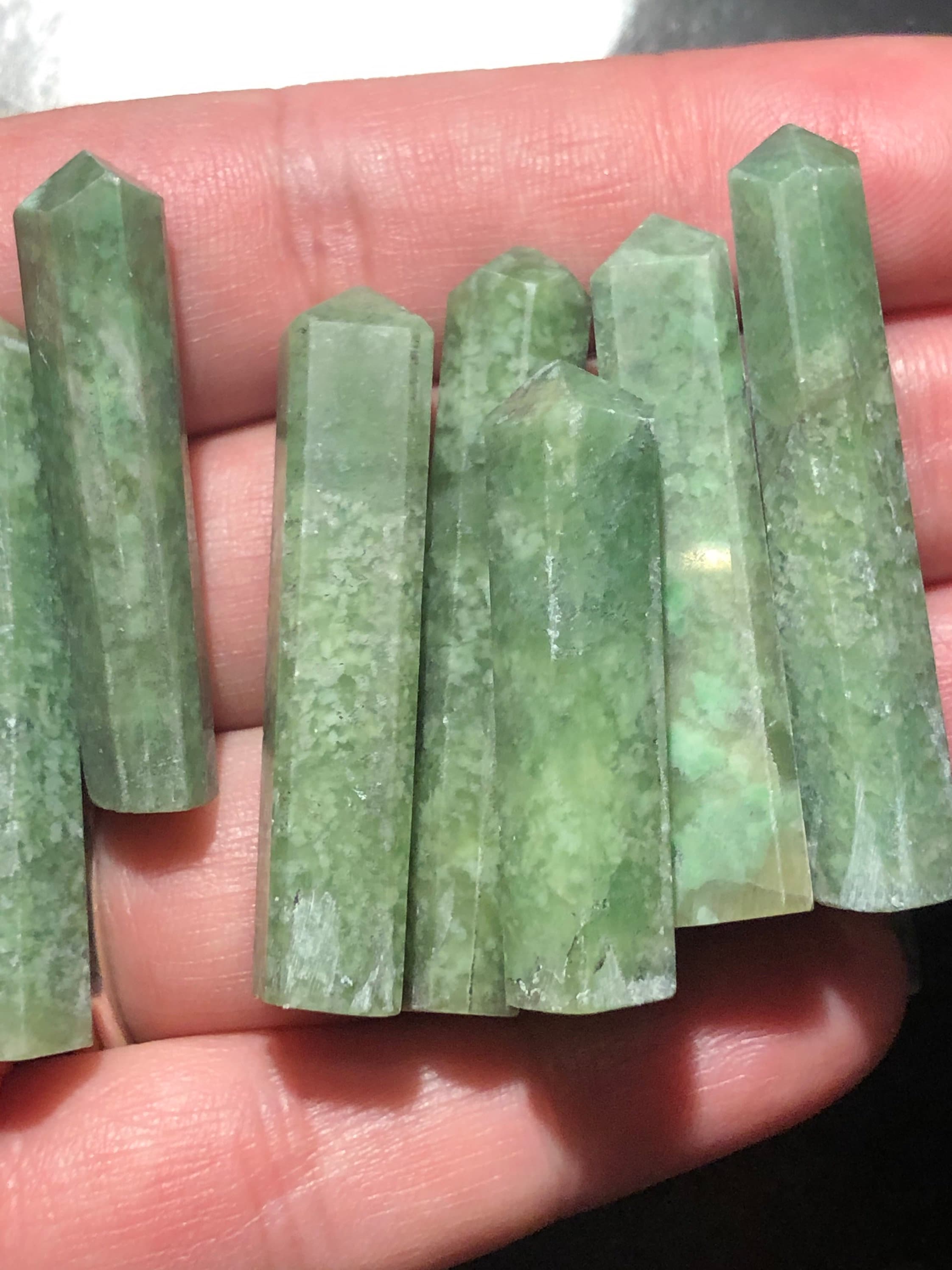 Green Jade Obelisk Tower Natural Stone Point Jewelry Making - Etsy