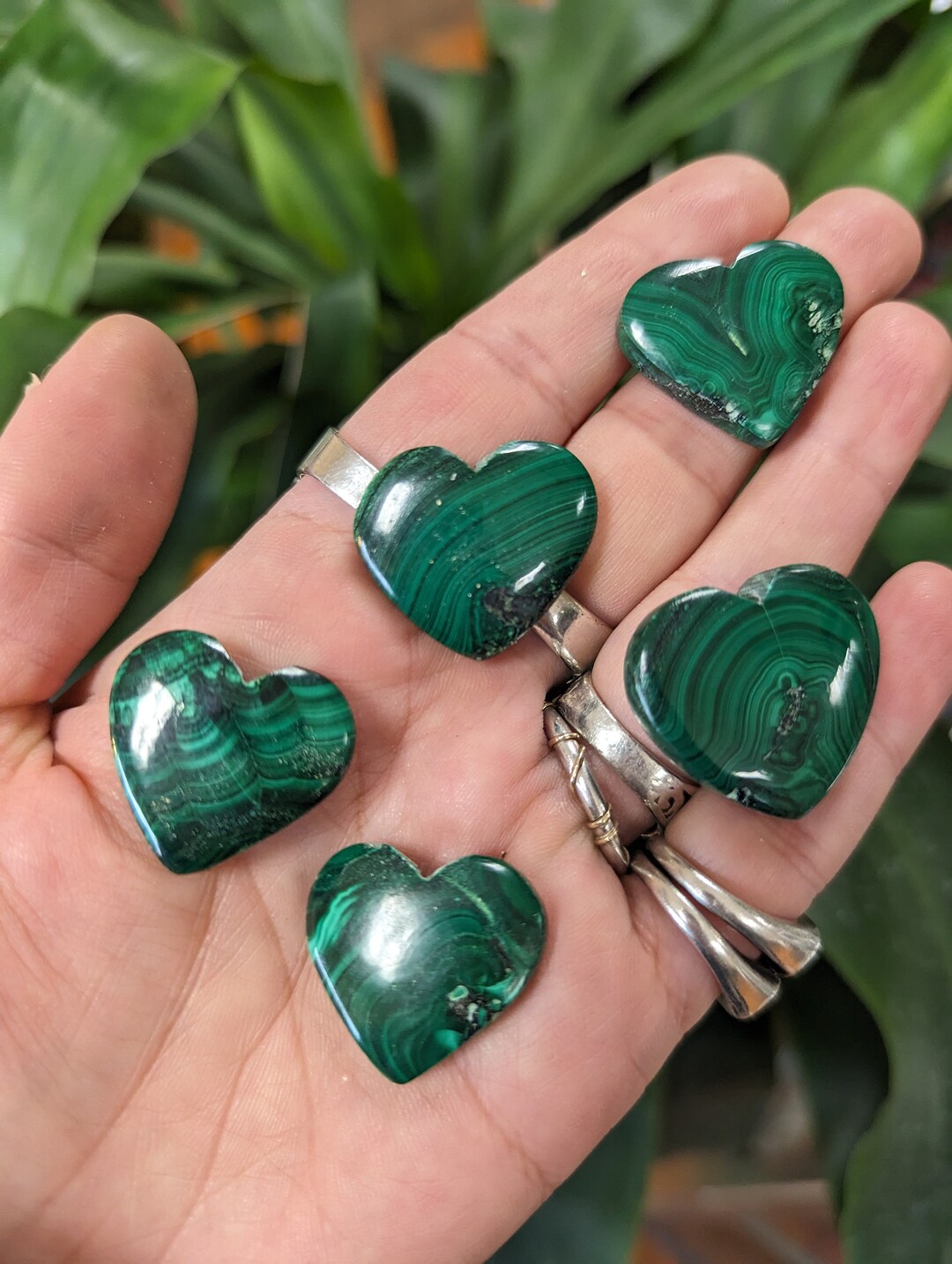 Polished Malachite Heart Cabochon - Etsy