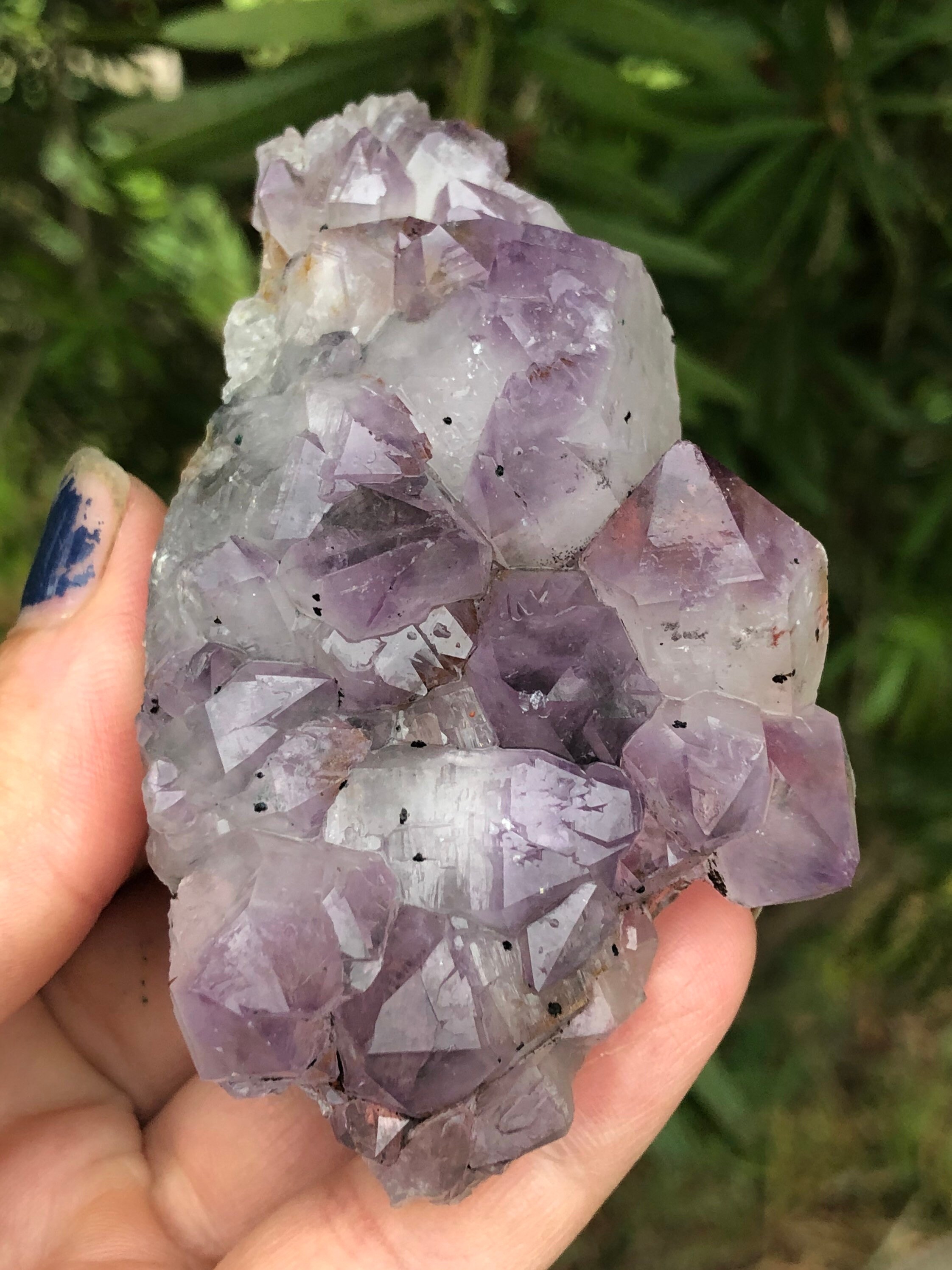 Skeletal Amethyst Crystal Cluster W Moss Agate Back | Etsy