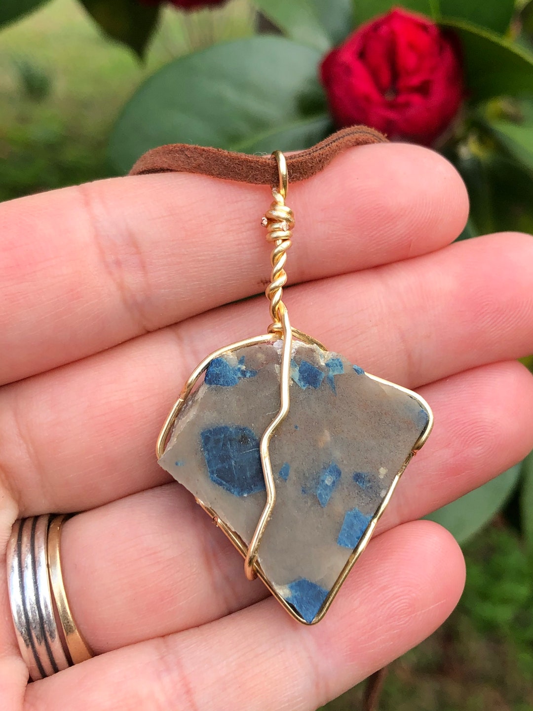 Rare Graves Mountain Georgia Lazulite Slab Copper Wire Wrapped Pendant ...