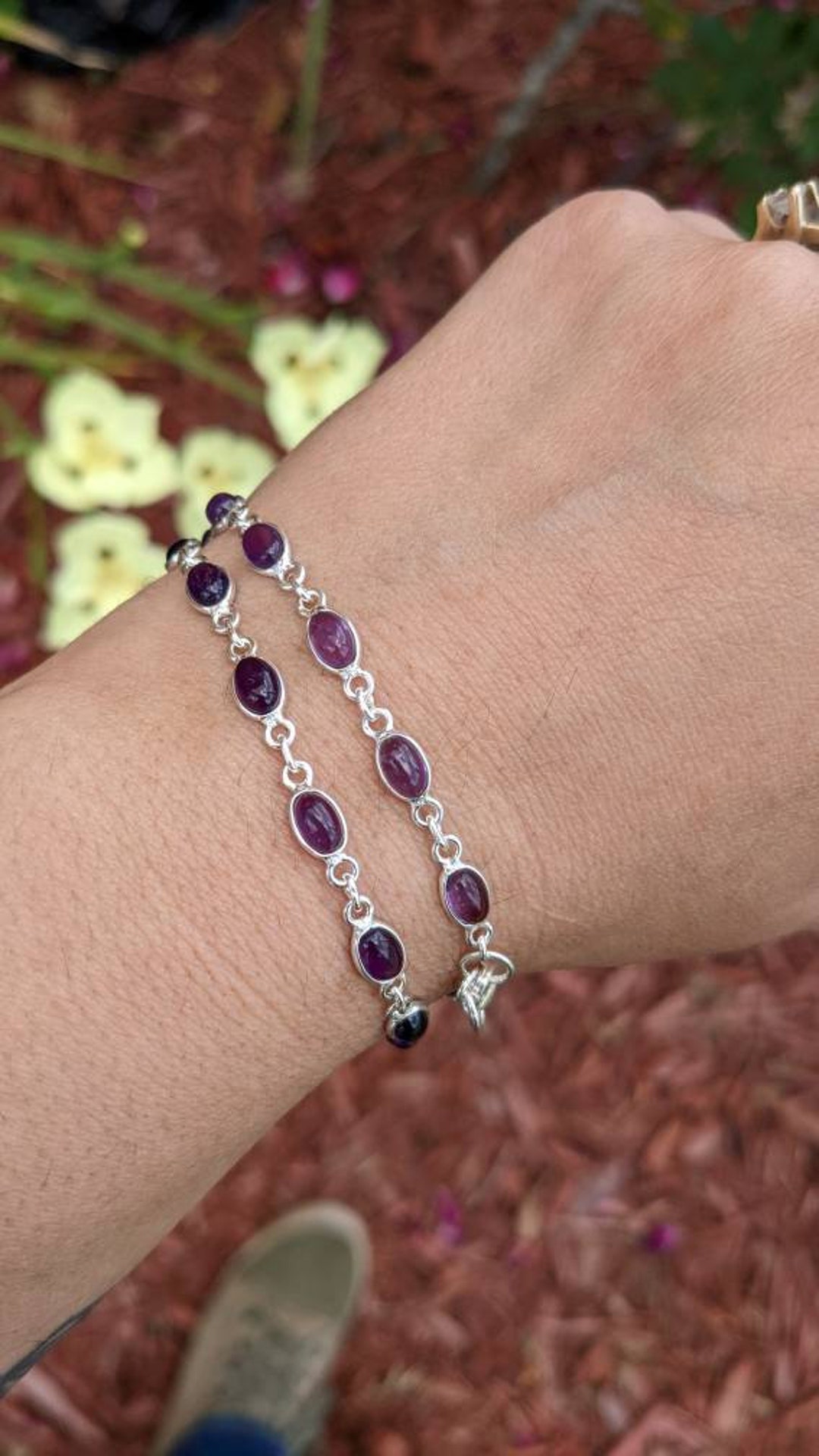 Sterling Silver Amethyst Bracelet - Etsy