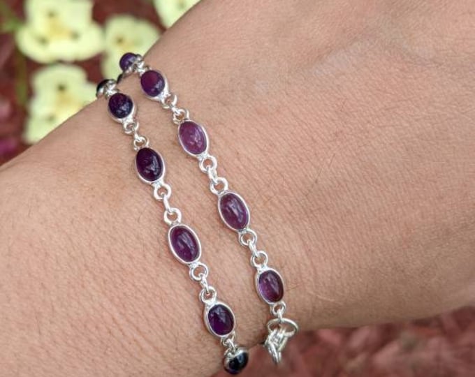 Sterling Silver Amethyst Bracelet - Etsy