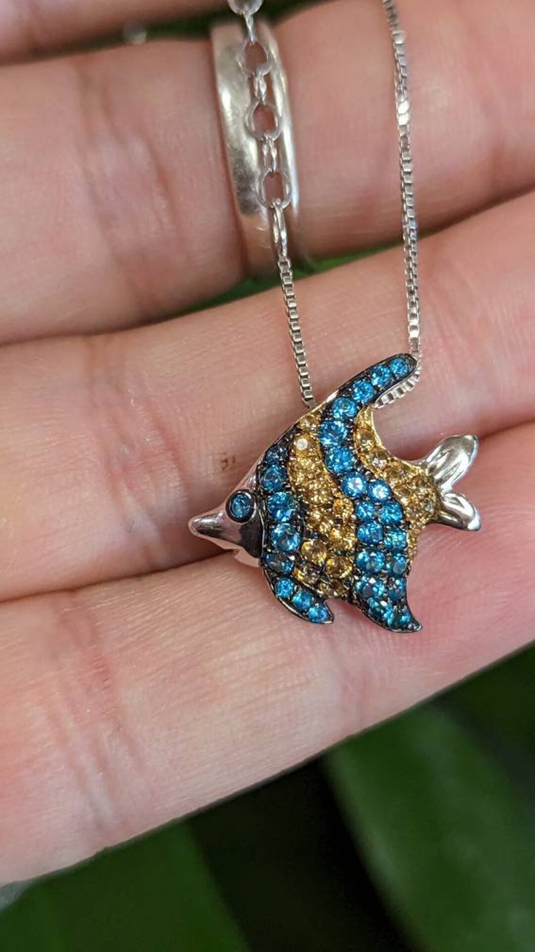 Gemstone Tropical Fish Sterling Silver Necklace - Etsy