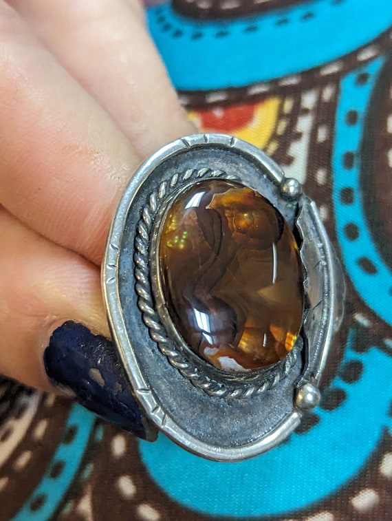 Vintage Sterling Silver Fire Agate Ring - Gem
