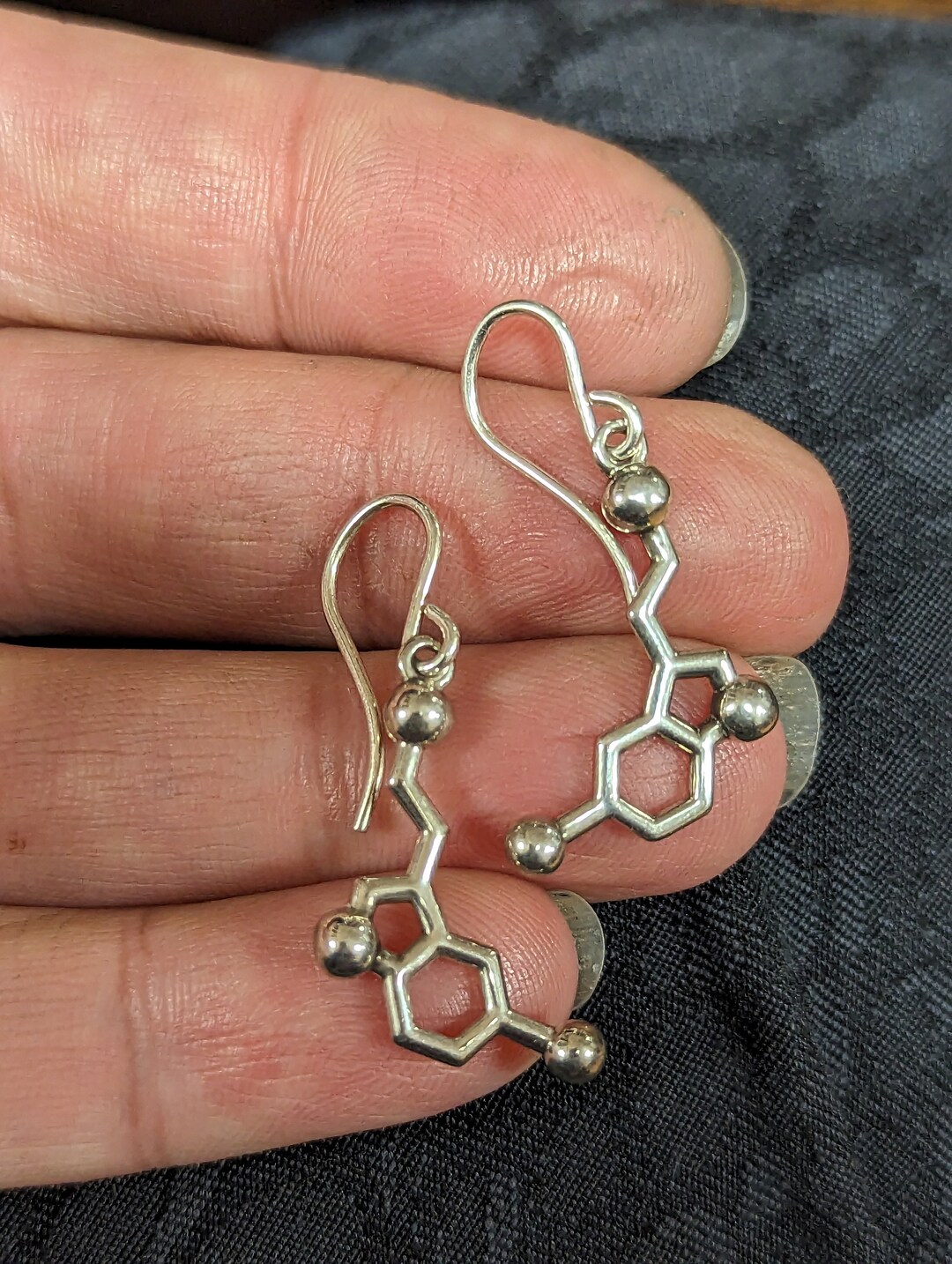 Sterling Silver Seratonin Molecule Earrings - Etsy