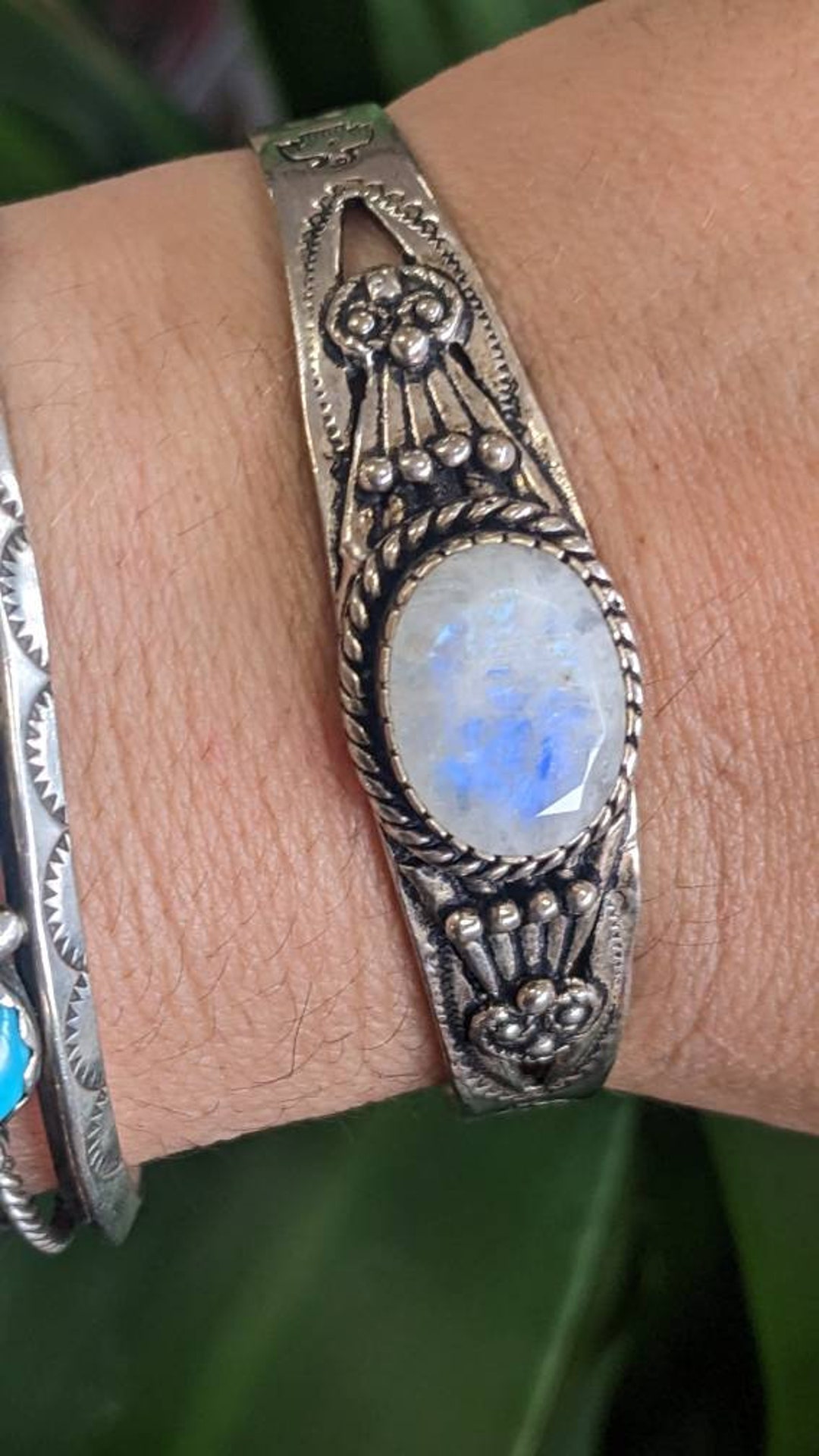 Beautiful Native Style Moonstone Sterling Silver Cuff Bracelet - Etsy