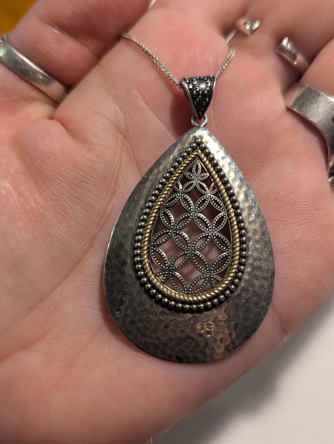 Vintage Signed Designer Sterling Silver Ornate Necklace - Etsy